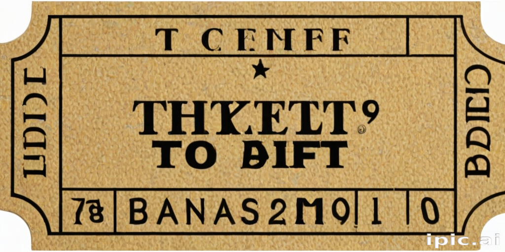 Vintage Ticket Design Featuring Unique Typography and Intricate Details