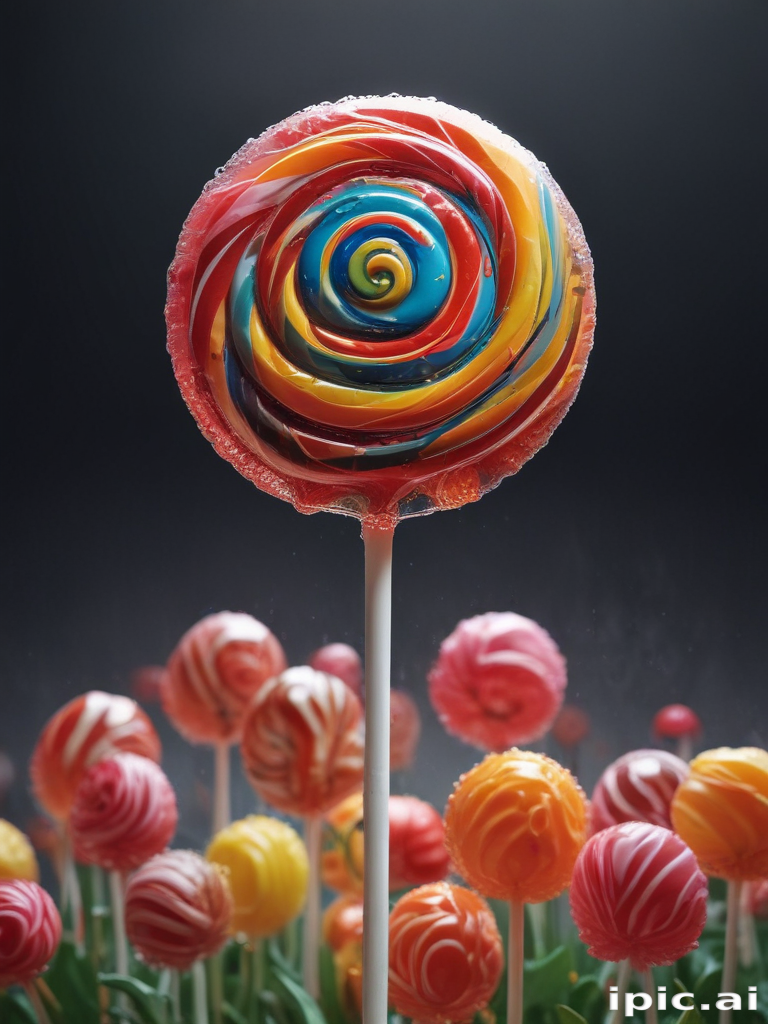 Whimsical Garden of Colorful Lollipops in a Sugary Wonderland Setting