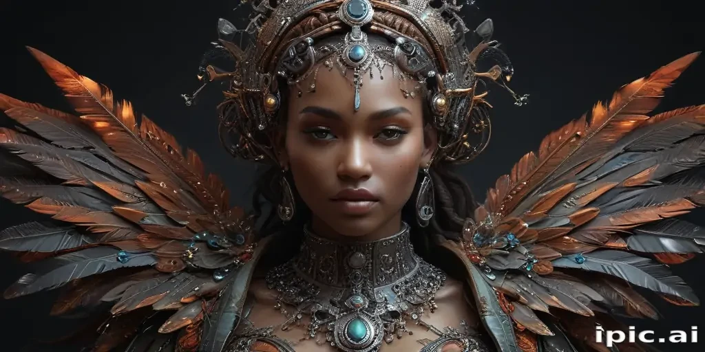 Majestic Portrait of a Regal Figure Adorned with Ornate Feathered ...