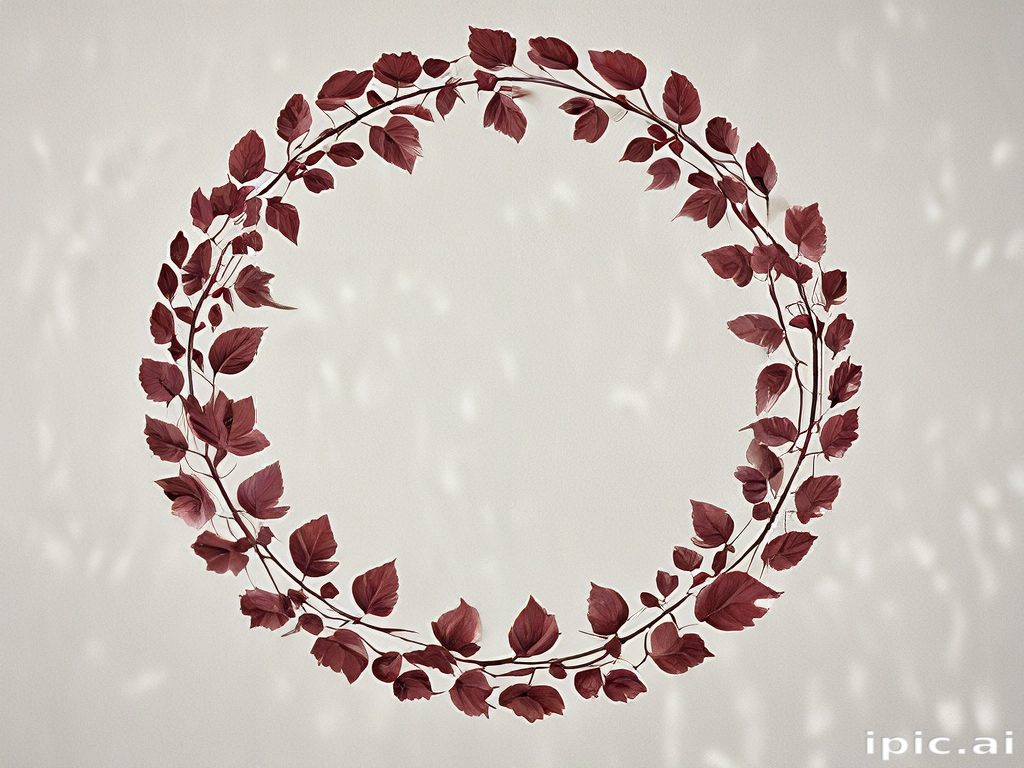 Delicate Oval Frame Made of Beautiful Maroon Leaves Against a Light ...