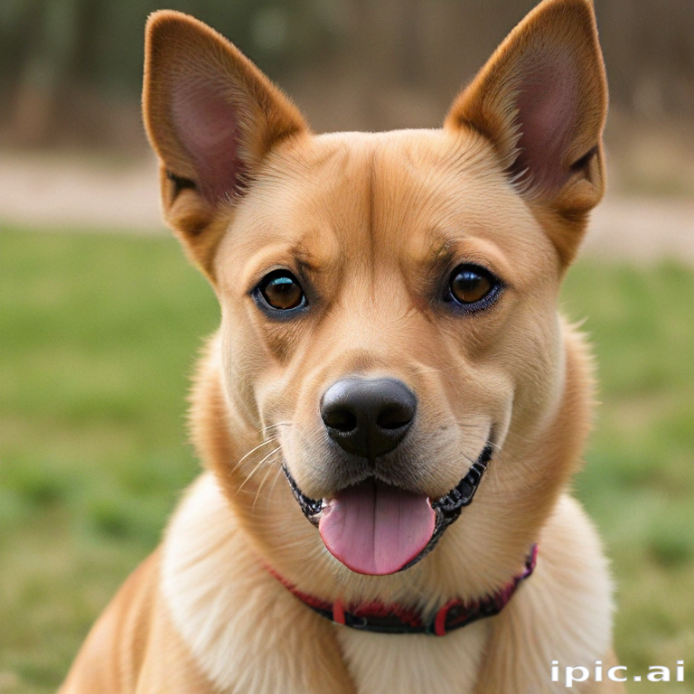 A Happy Dog Smiling Brightly in a Sunny Outdoor Setting.