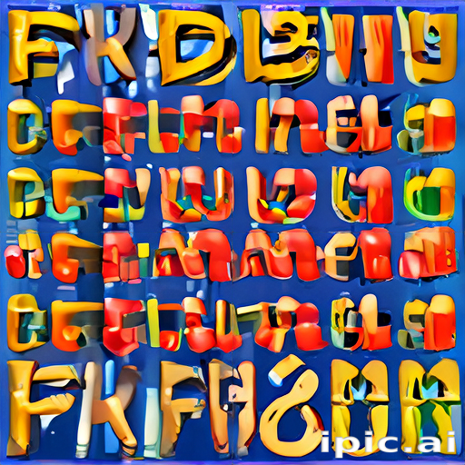Colorful Abstract Art Featuring Distorted Letters and Shapes on a Blue ...