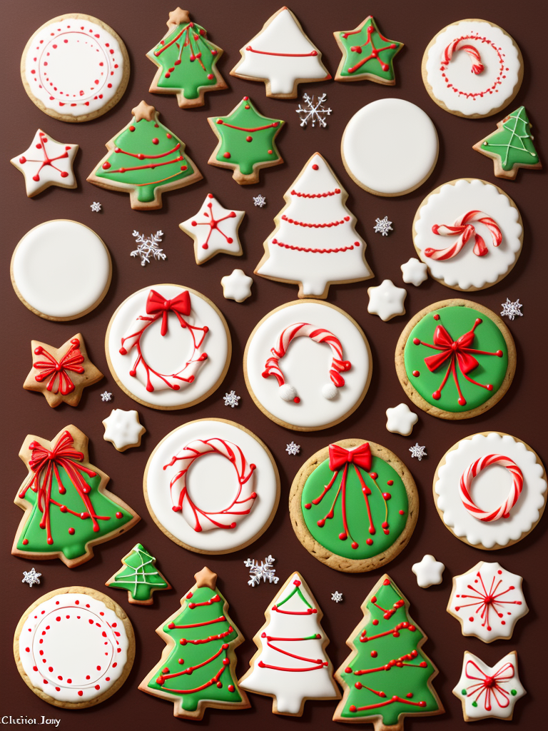 Delightful Array of Festively Decorated Christmas Cookies on a Brown ...
