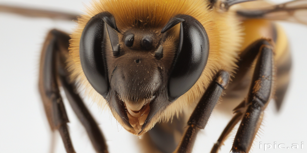 Close-Up of a Bee Revealing Intricate Details of Its Face and Features