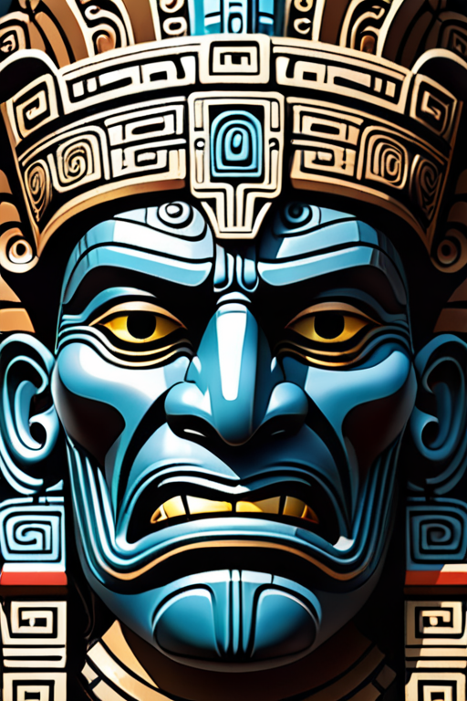a angry an scary mayan god face