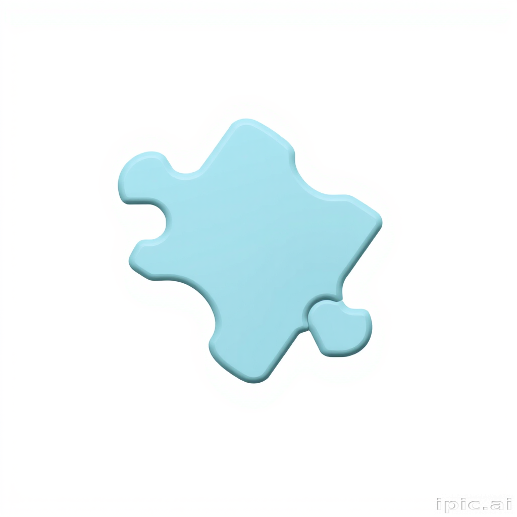 Solitary Light Blue Puzzle Piece on a White Background Displaying ...
