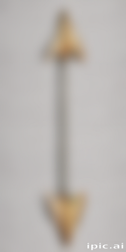 Vertical Arrow Symbol with Wooden Tips on a Light Background