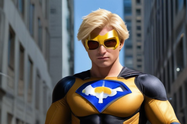 blonde male sun superhero