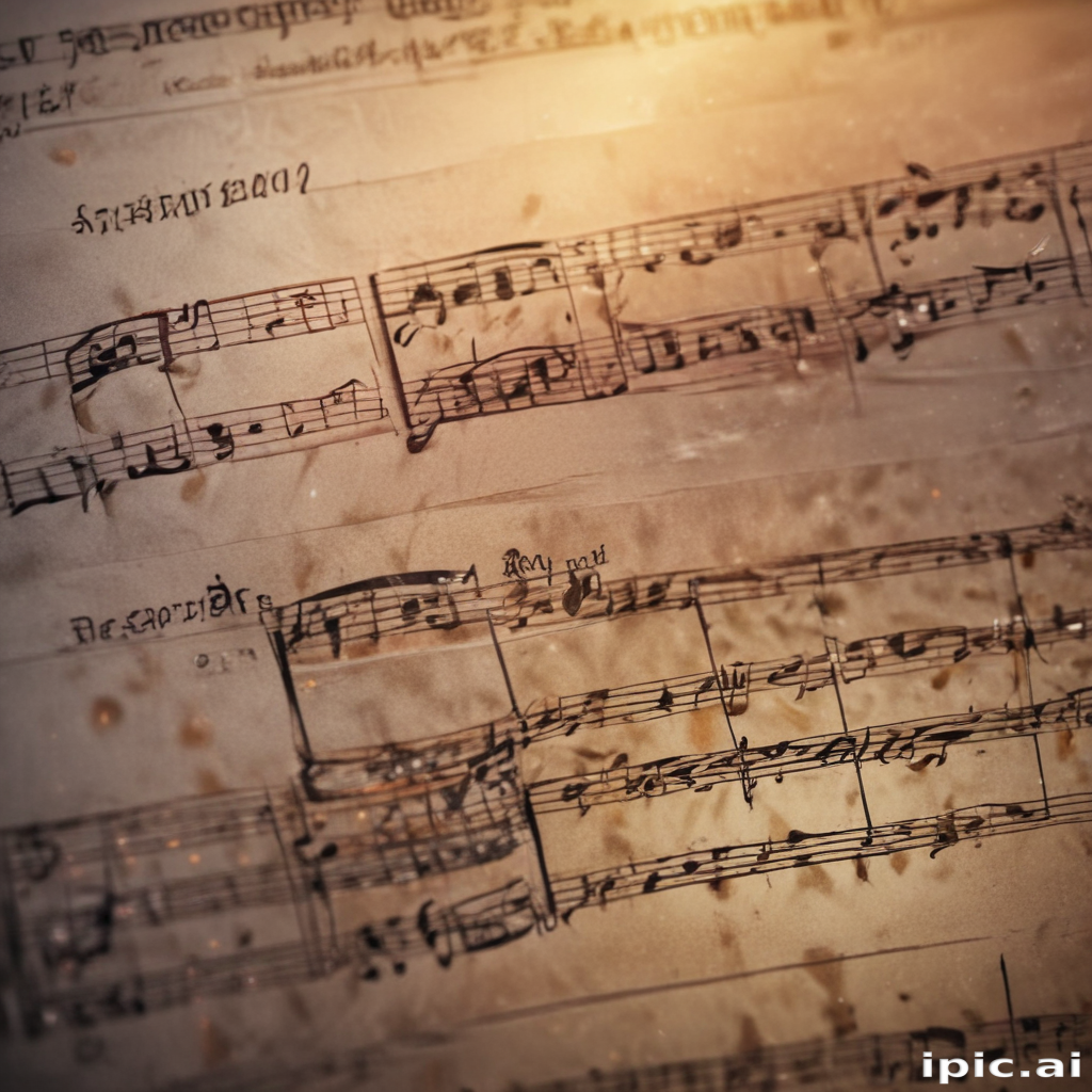 Beautifully Aged Music Sheets Featuring Intricate Notes and Melodic ...