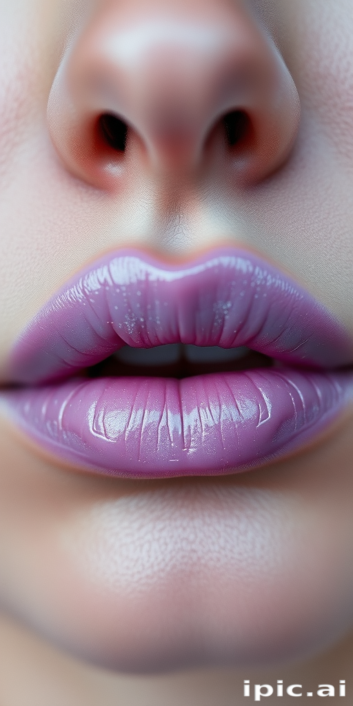 Close-Up of Glossy, Plump Lips with Delicate Details and Soft Shine