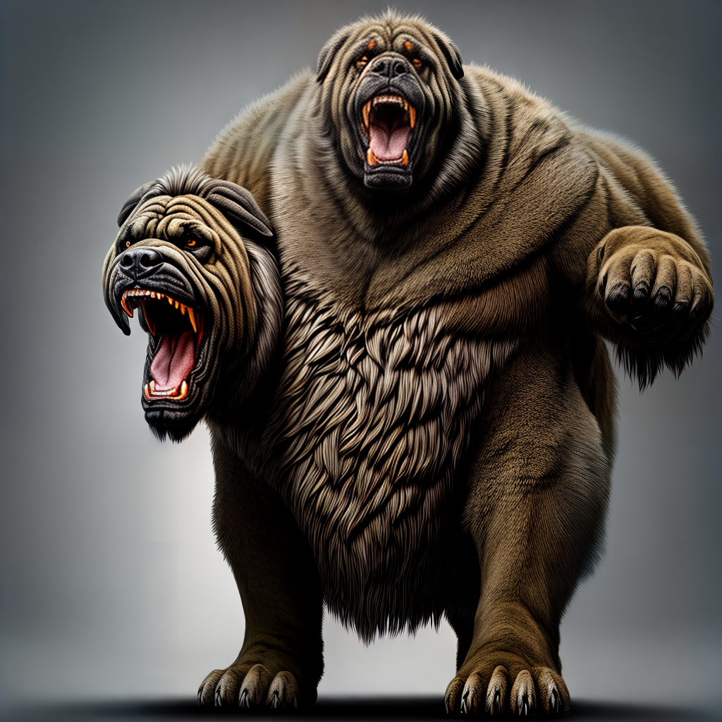 an angry king mythological animal of English mastiff , completely ...