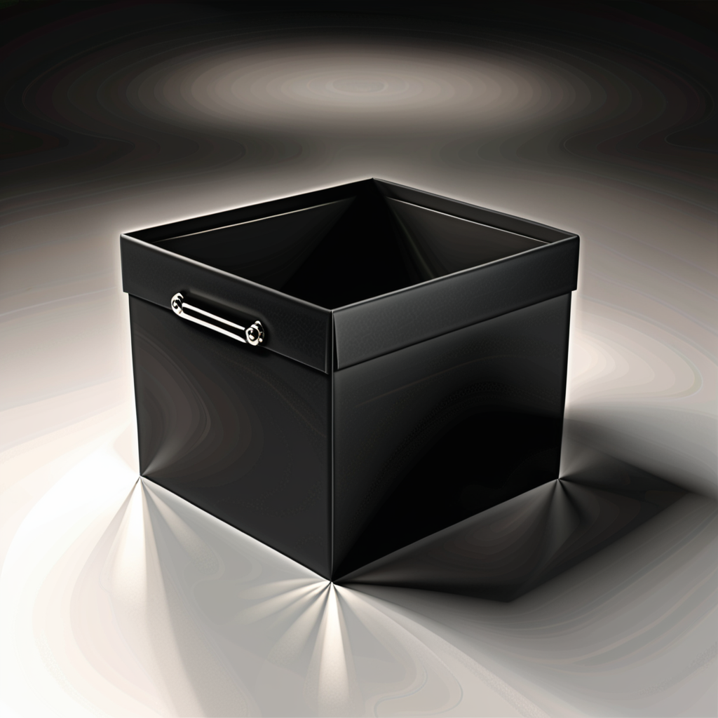 A Mysterious Black Box Tied with Ribbon Awaiting to be Opened.
