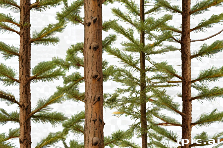 Beautiful Evergreen Trees Standing Tall Against a Soft White Background