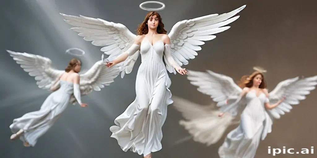 Majestic Angelic Figure with Wings and Halo in Ethereal Setting