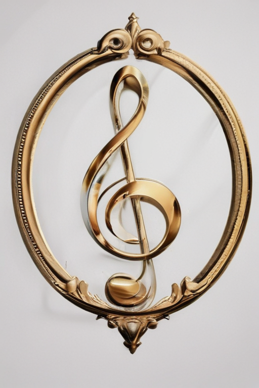Elegant Golden Treble Clef Framed in Ornate Decorative Wall Art