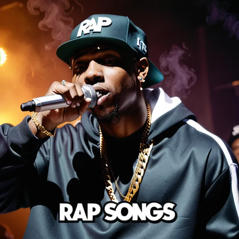 Dynamic Performance of a Rap Artist Captivating the Audience with Lyrics