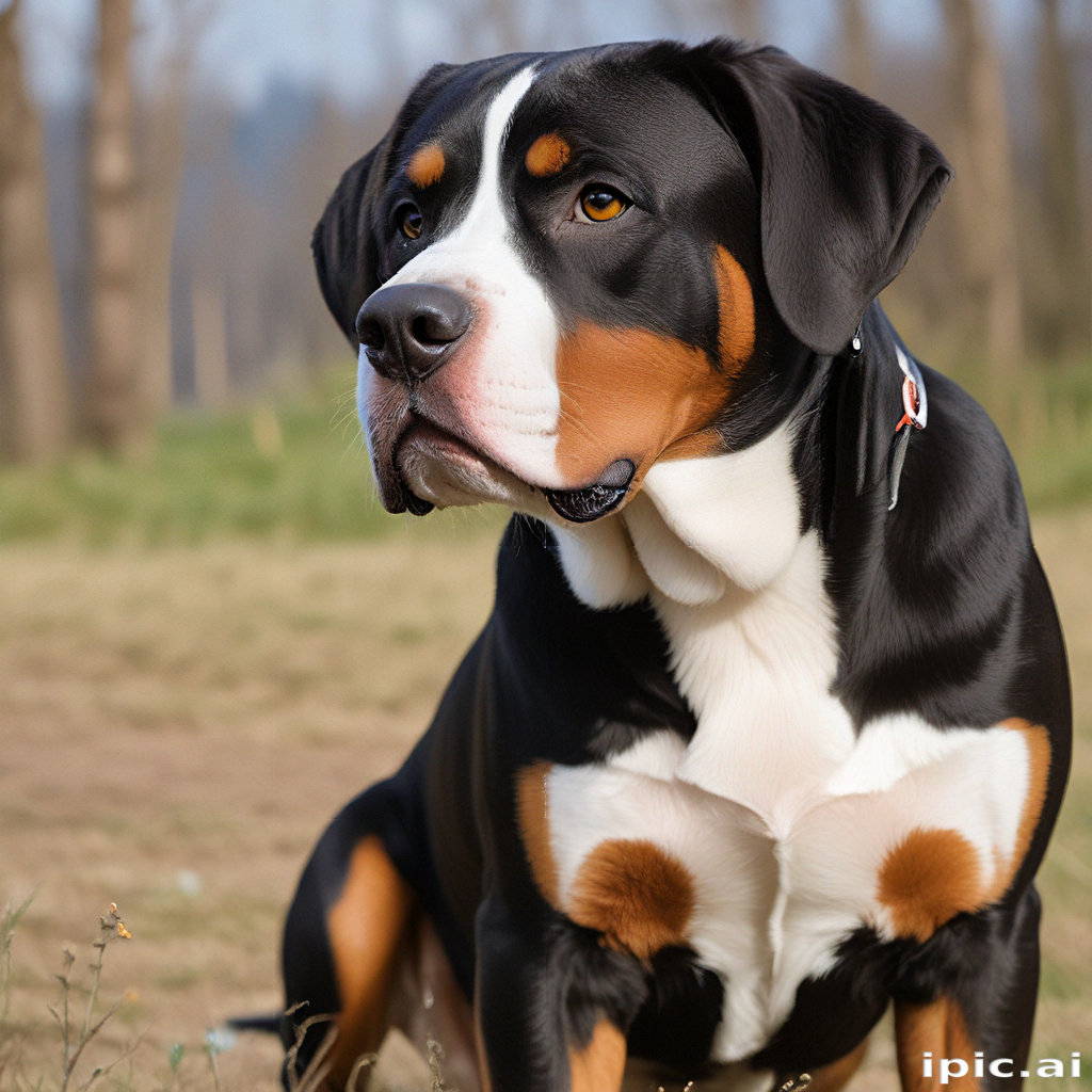 A Majestic Dog Sitting Proudly in a Natural Outdoor Setting.