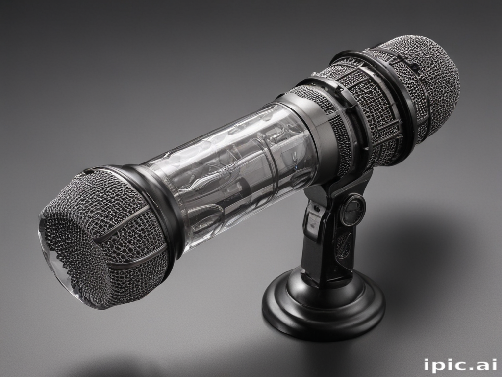 Stylish Modern Microphone Design with a Unique Transparent Body and Mesh