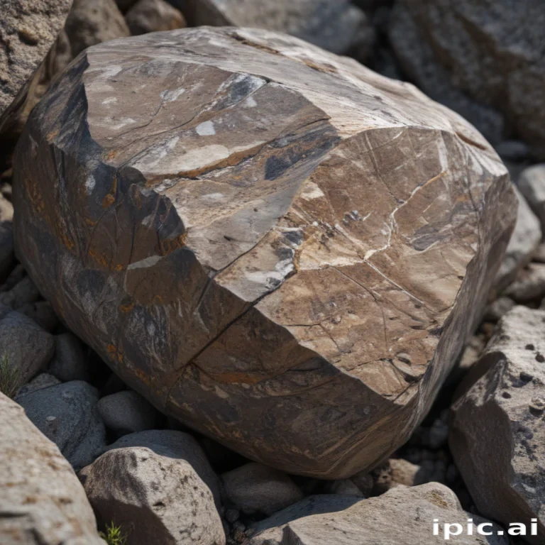 Close-Up View of a Large, Textured Rock Among Smaller Stones