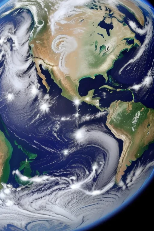 Vibrant View of Earth from Space Highlighting Oceans and Weather Patterns