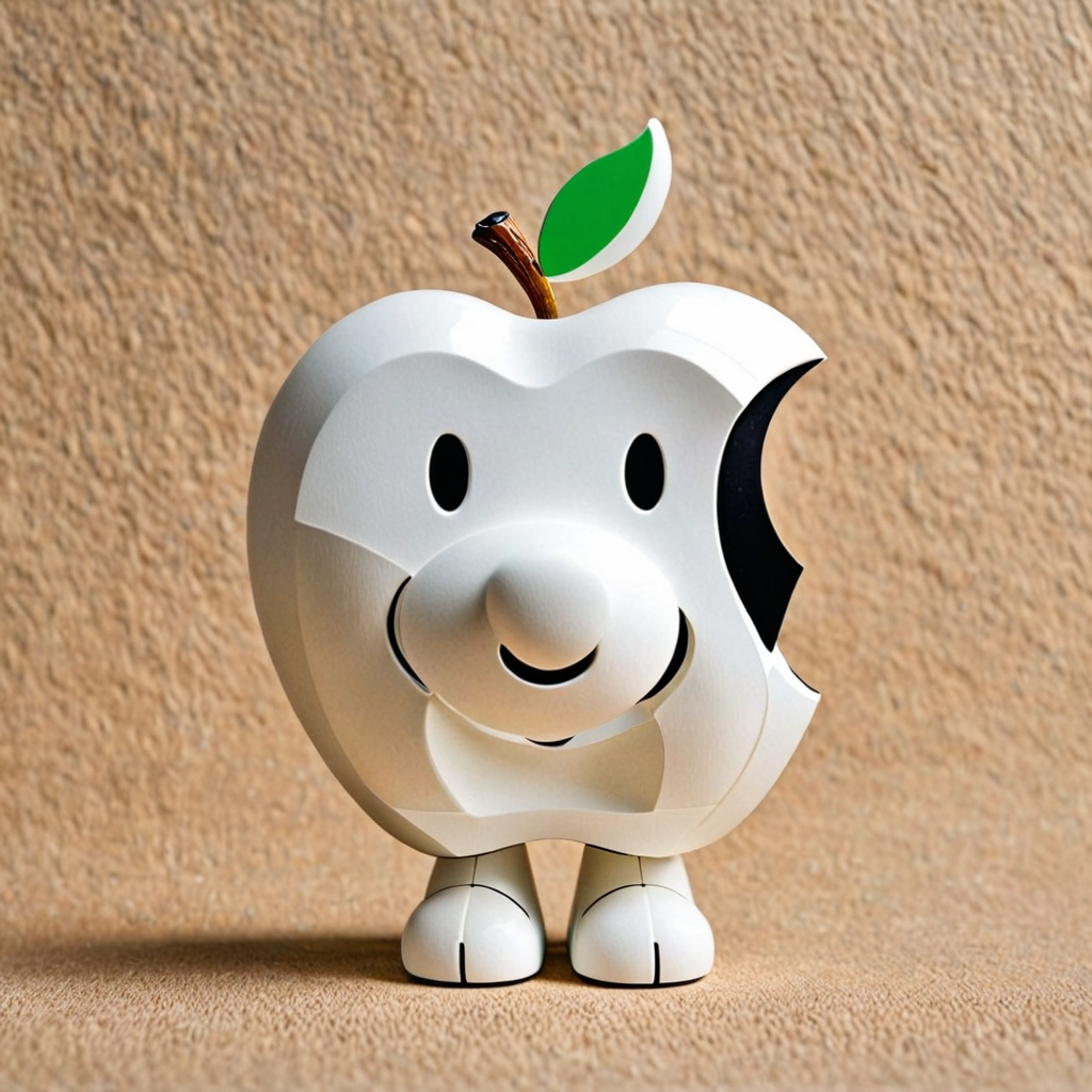 Incorporate Snoopy into the iconic Apple logo, giving it a playful and ...