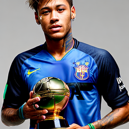 Neymar with fifa wolrd cup trophy oficial