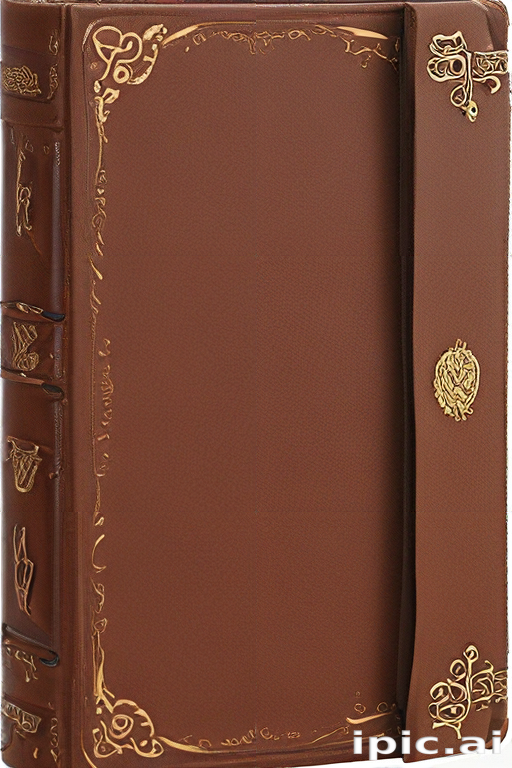 A Beautifully Bound Leather Journal with Intricate Gold Detailing and ...