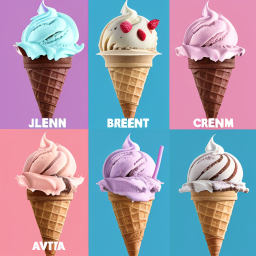 Delicious Ice Cream Cones in Various Flavors Against a Colorful Background