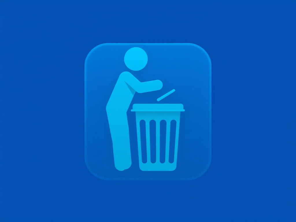 Simple Icon Depicting a Person Disposing of Waste in a Trash Can