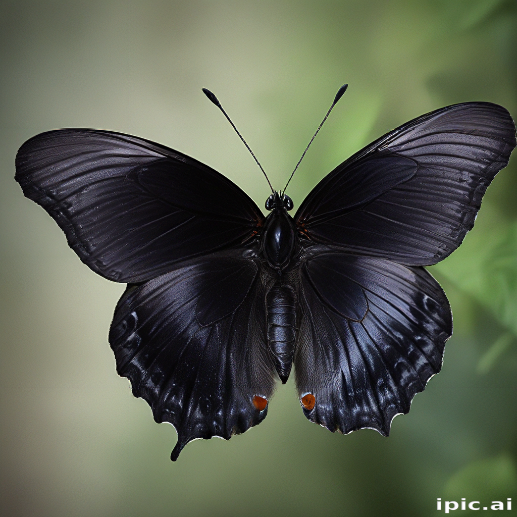 Stunning Black Butterfly with Intricate Wing Patterns Against a Soft ...