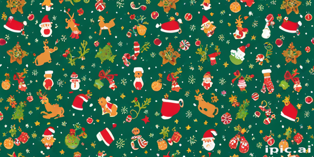 Festive Holiday Pattern Featuring Santa, Reindeer, Snowmen, and ...