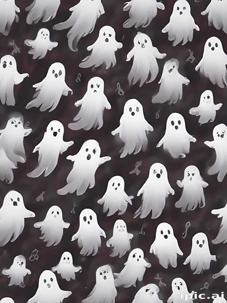A Whimsical Collection of Cute, Friendly Ghosts Dancing Across a Dark ...