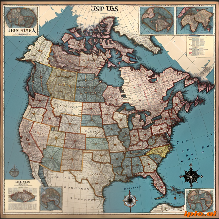 Colorful Map of the United States Highlighting State Borders and Names