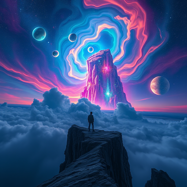 Exploring a Vibrant Cosmic Landscape with Floating Planets and Mystical ...