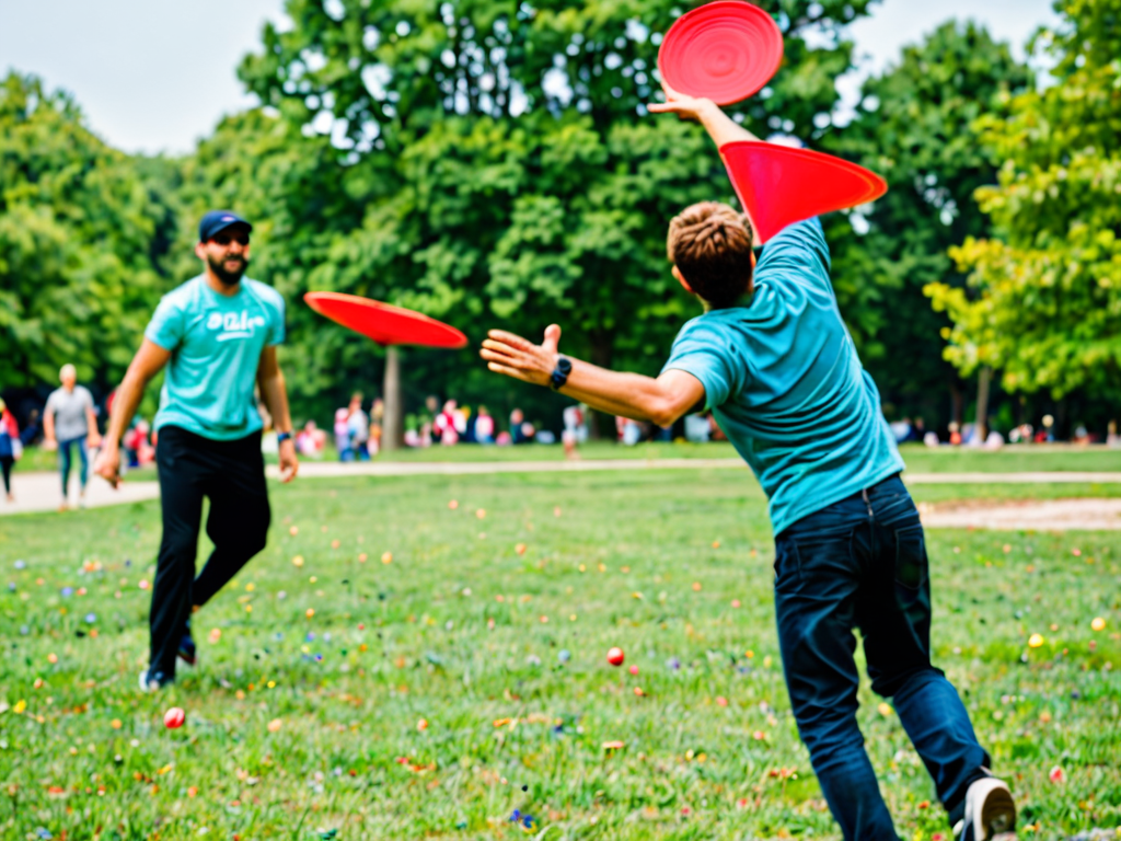 throwing a frisbee fast and straight while at a park, the person ...