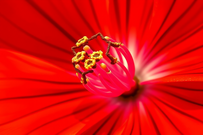 create a vibrant illustration of a red flower with intricate details ...