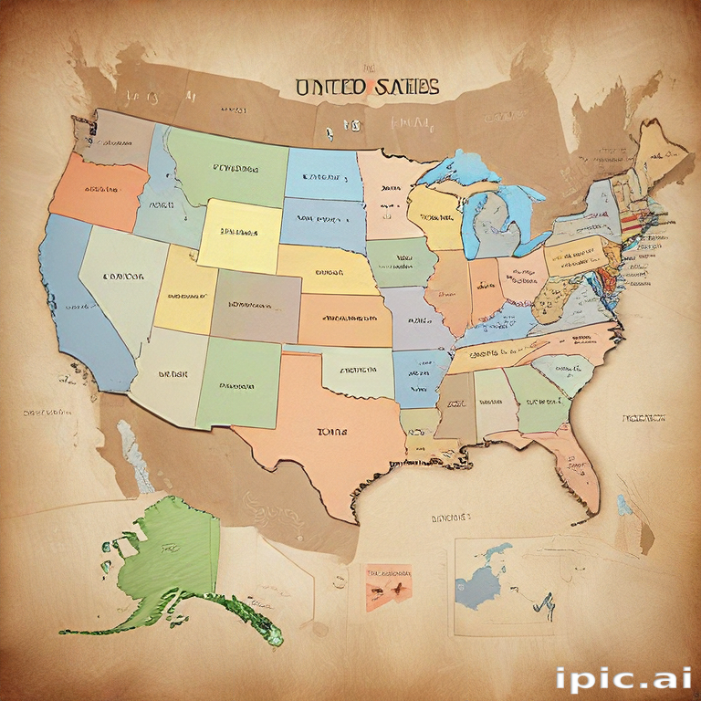 A Colorful Map of the United States Highlighting Each State's Borders ...
