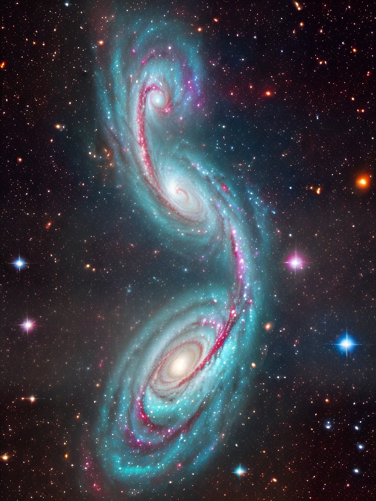 two galaxies merging together