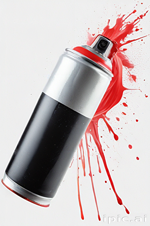 Dynamic Spray Paint Can with Bold Red Splatter Background in Motion