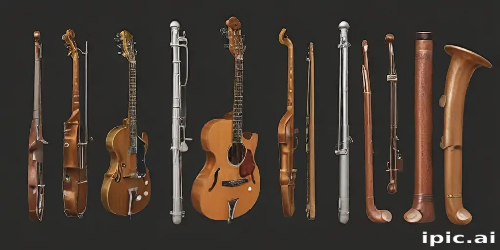 A Diverse Collection of Musical Instruments Displayed on a Dark Background.