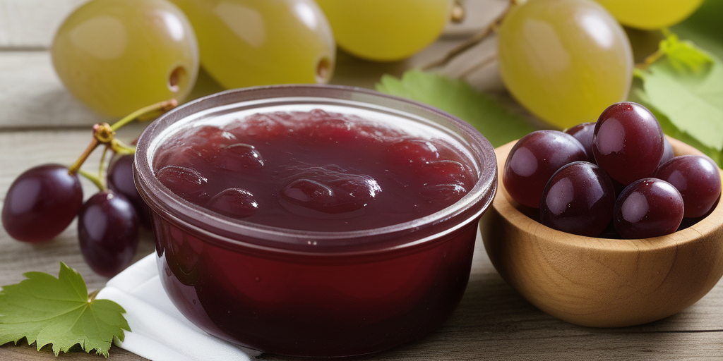 Delicious Homemade Grape Jam Served in a Bowl with Fresh Grapes Nearby