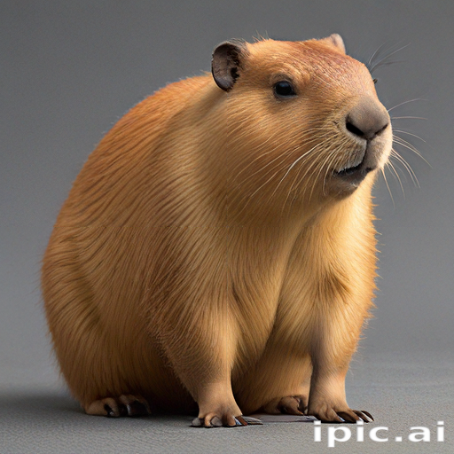 A Realistic 3D Rendering of a Cute and Furry Capybara Model.