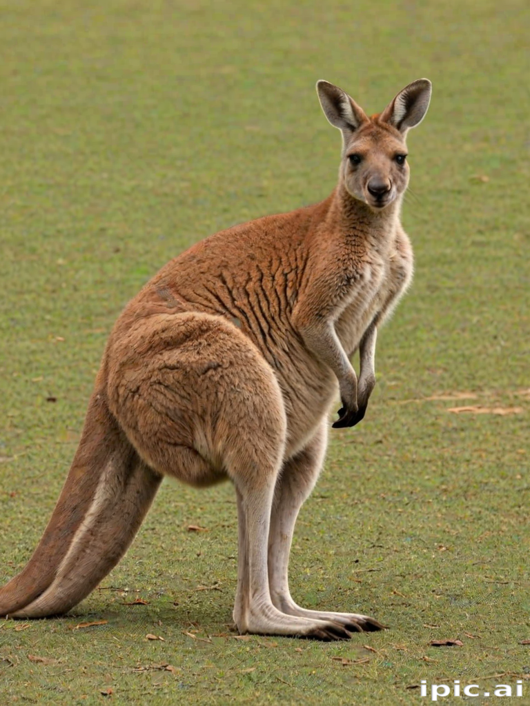 A Graceful Kangaroo Standing Proudly on a Green Grassy Field.
