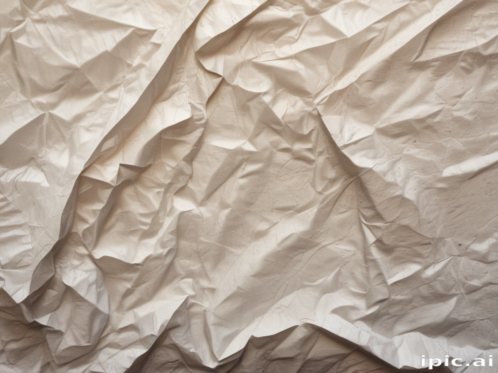 Textured Creases of Crumpled Paper Captured in Soft Natural Light