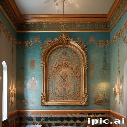 Elegant Interior Featuring Ornate Wall Decor and Intricate Gold Accents