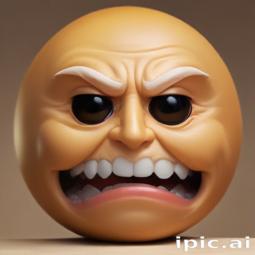 A Cartoonish Angry Face with Exaggerated Features and Intense Expression.