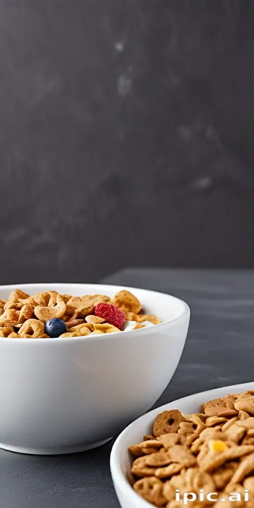A Deliciously Colorful Breakfast of Yogurt and Crunchy Cereal Bowls.