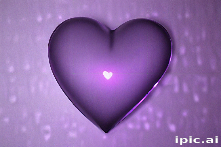 Glowing Purple Heart Symbolizing Love and Compassion in a Dreamy Atmosphere