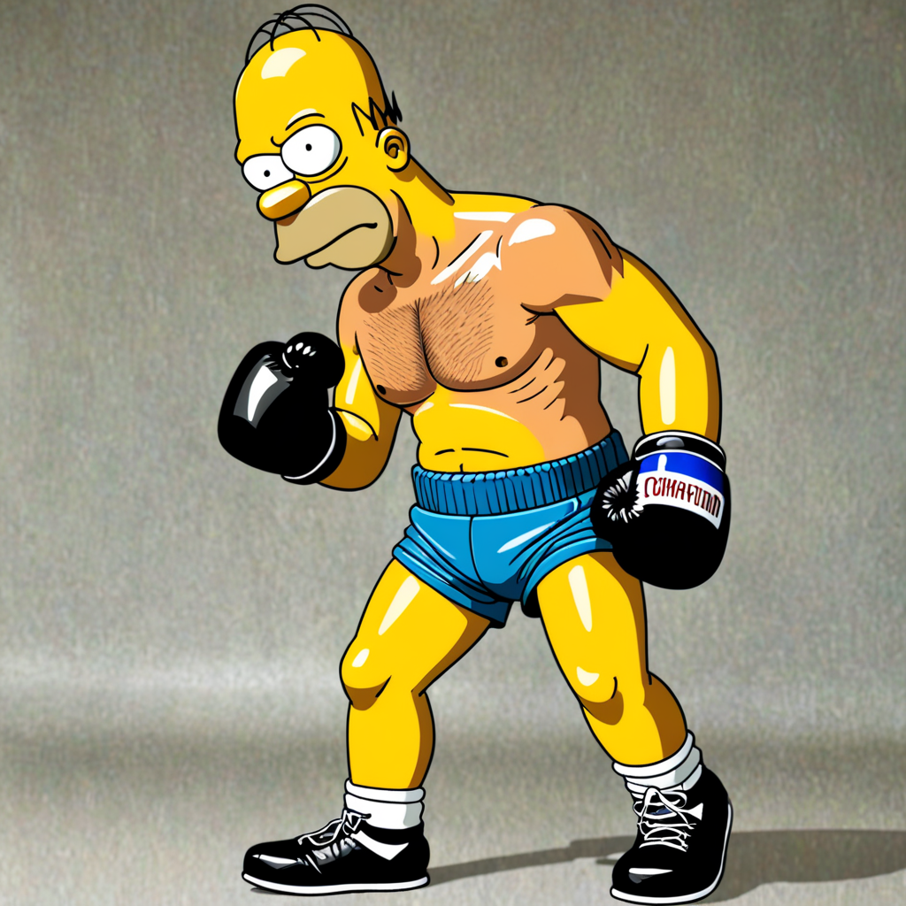 Homer simpson as a Russian boxer, simpsons style
