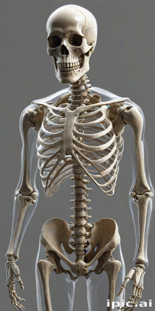 Detailed Anatomical Illustration of a Human Skeleton in a Neutral Pose